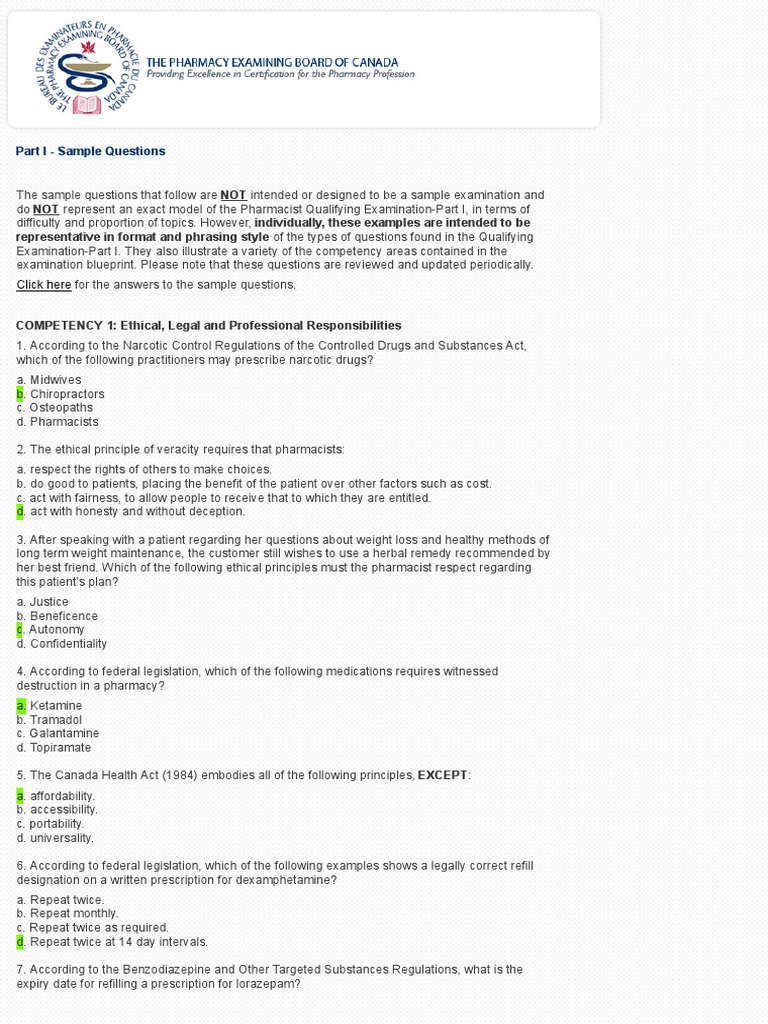 Qe Pebc Sample Jun18 | PDF | Medical Prescription | Pharmacy