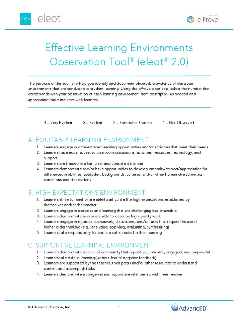 Eleot Printable English | PDF | Learning | Teachers