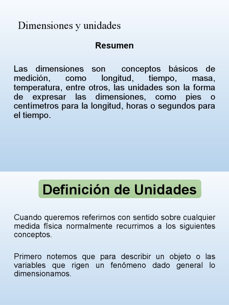 Dimensiones y Unidades | PDF | Dimensión | Cantidades fisicas
