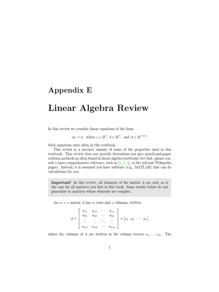 Linear Algebra Review: Appendix E | PDF | Matrix (Mathematics) | Eigenvalues And Eigenvectors