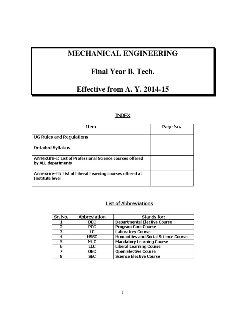 Corrected Final Year Btech Mech Syllabus Effective 2014-15 | PDF | Solar Power | Computational ...