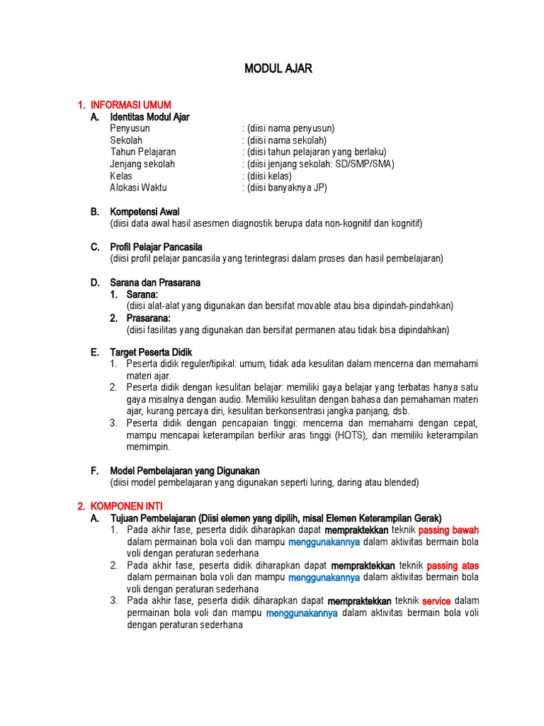 Format Modul Ajar | PDF