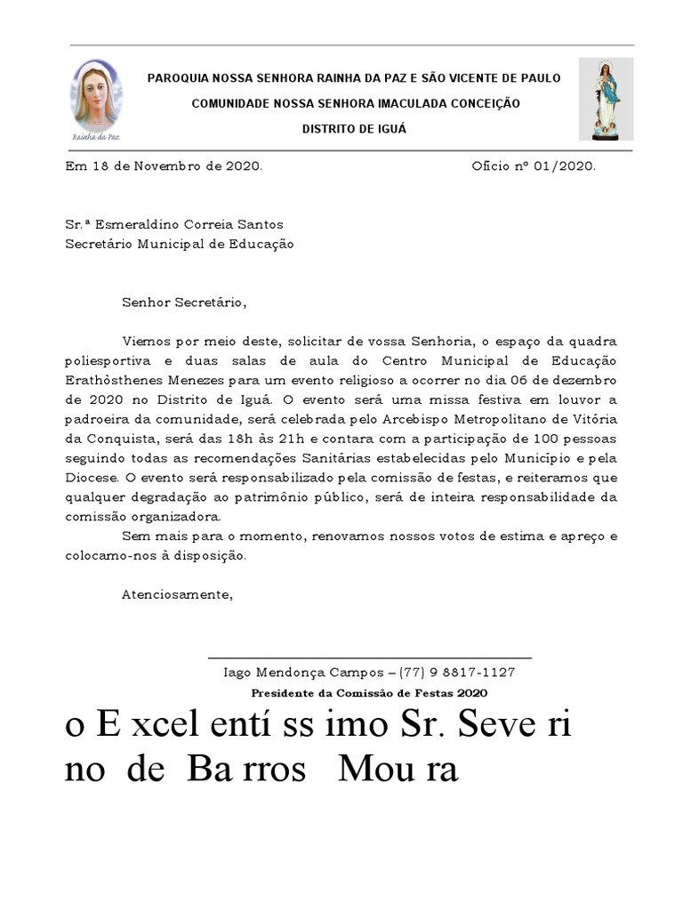 Ofício Solicitando Quadra Poliesportiva | PDF | Ciências Sociais