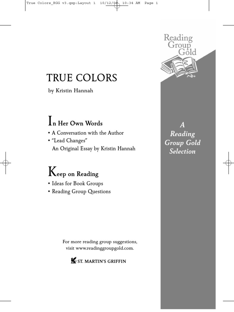 True Colors by Kristin Hannah, Reader's Guide | PDF | Innocence Project