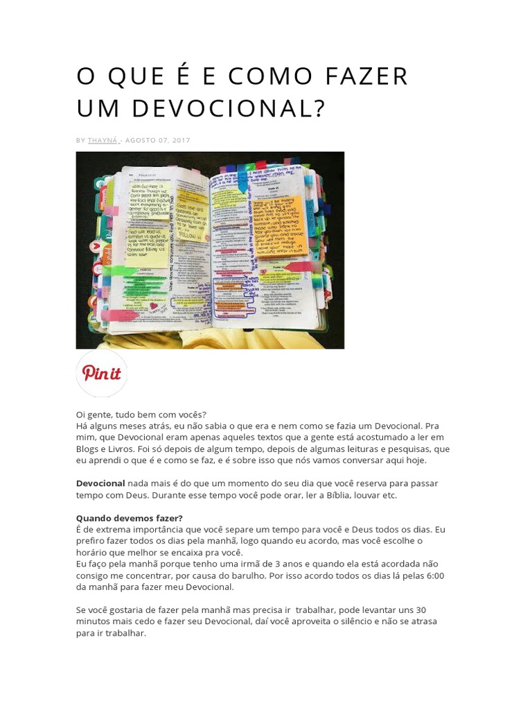 O Que É e Como Fazer Um Devocional | PDF | Oração | Tempo