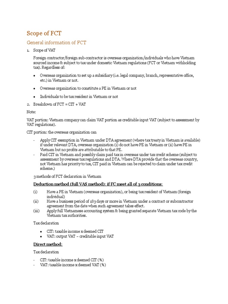 Scope of FCT | PDF | Value Added Tax | Taxes