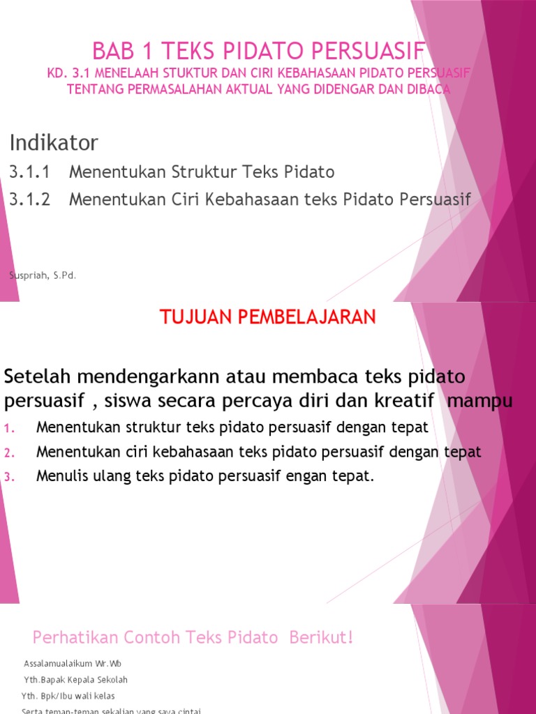 PTT Teks Pidato Kd.3.1 Suspriah | PDF | Karier & Perkembangan | Kajian Bahasa Asing