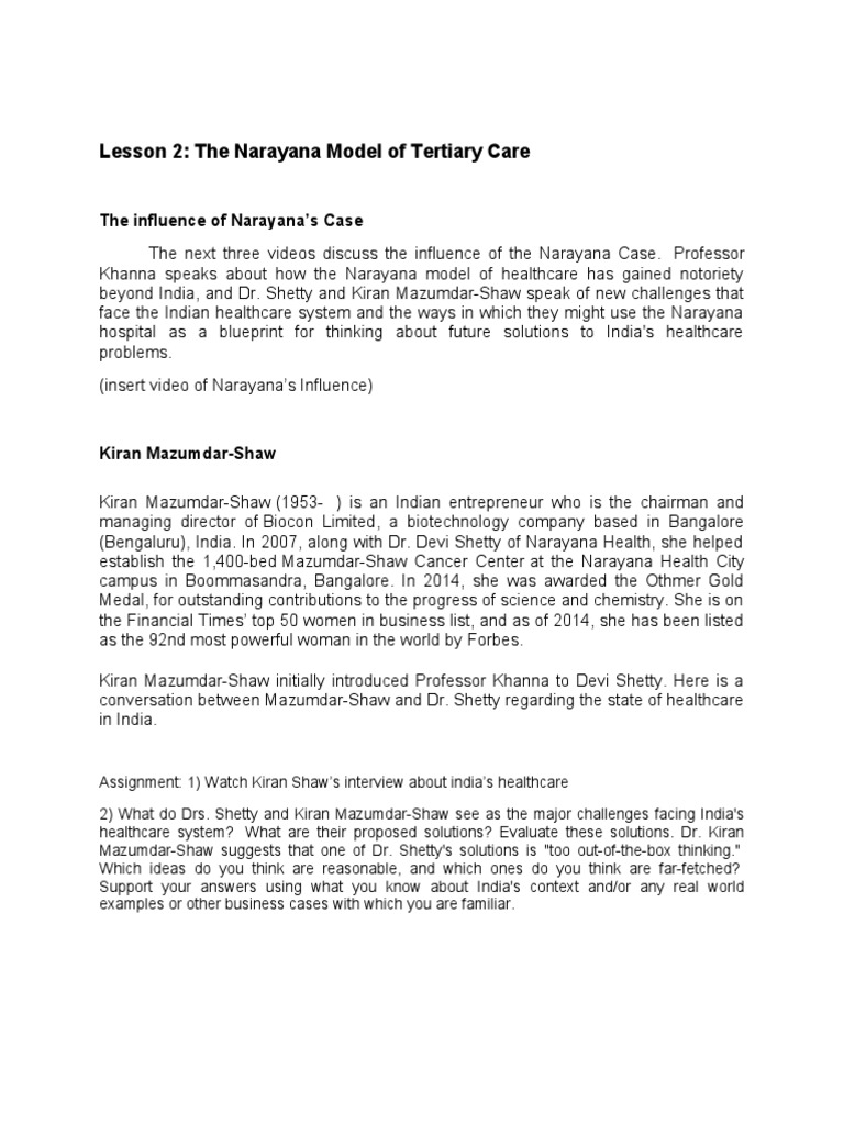 Lesson 2: The Narayana Model of Tertiary Care | PDF | Economies Of ...