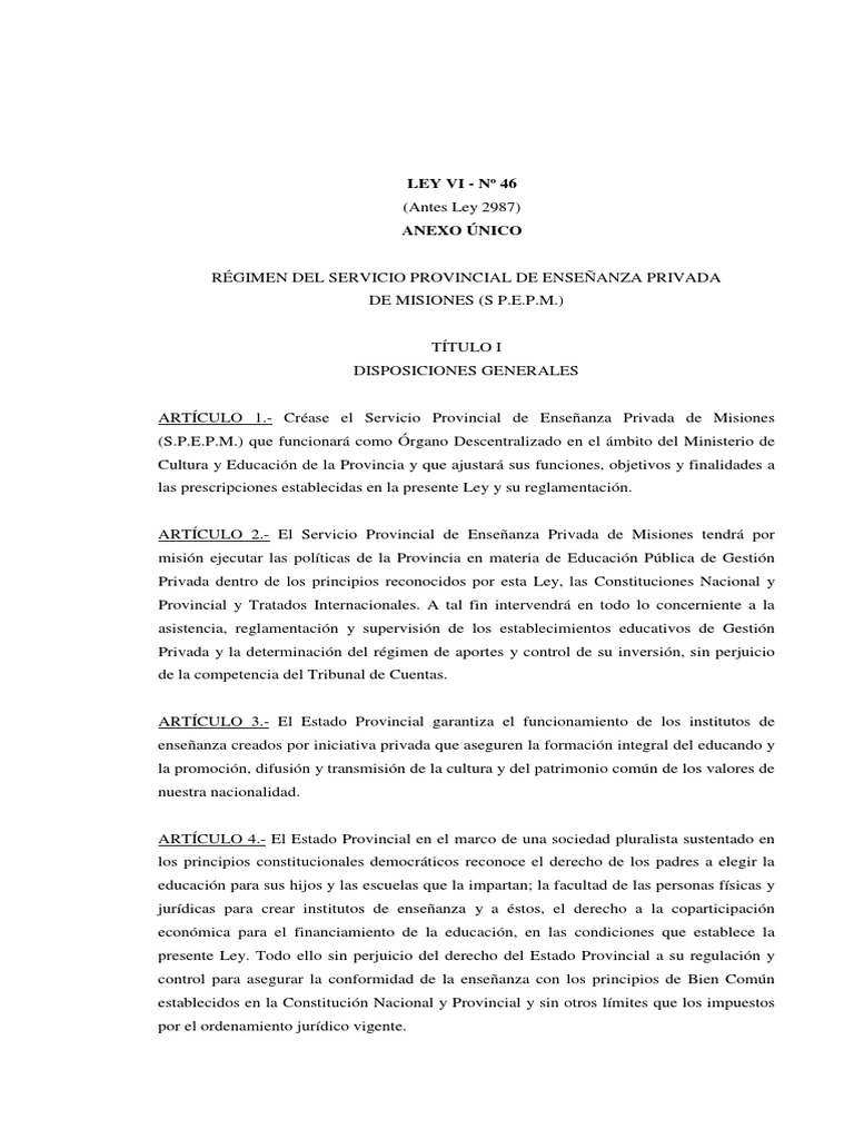 Spepm Ley Vi - N 46-Anexo Unico | Descargar gratis PDF | Derecho ...