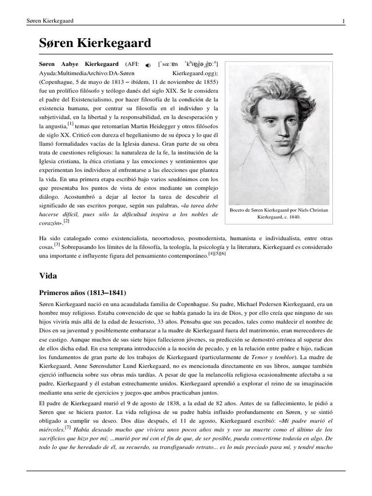 Biografía de Søren Kierkegaard | PDF | Søren Kierkegaard | Teorías ...