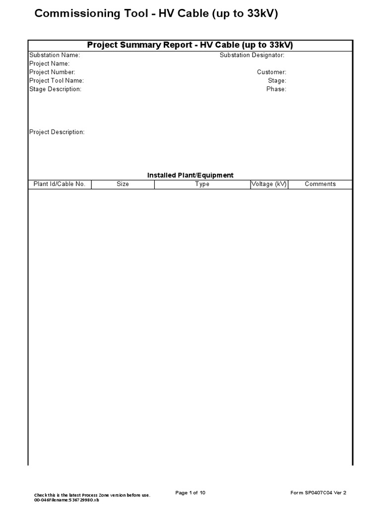 Project Summary Report - HV Cable (Up To 33kV) | PDF | Insulator ...