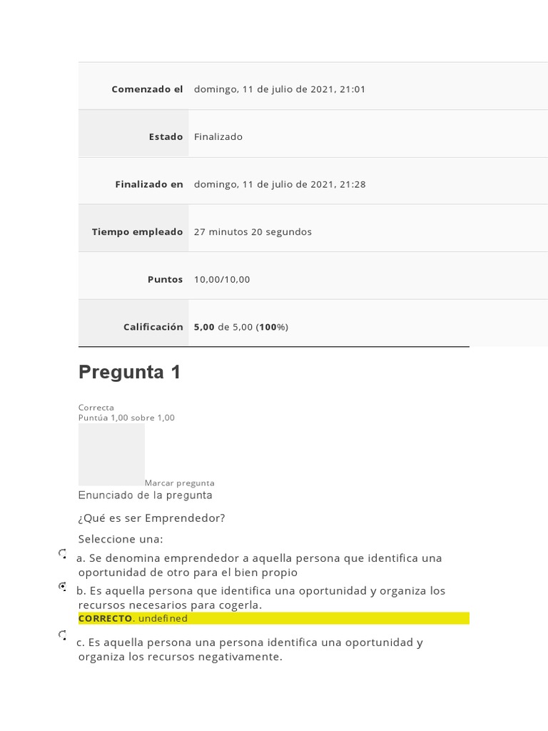 Evaluacion Unidad 2 Emprendimiento Pdf Iniciativa Empresarial