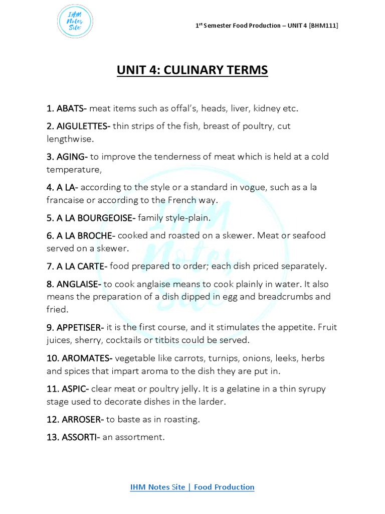 Culinary Terms Explained: A Comprehensive Glossary of Cooking ...