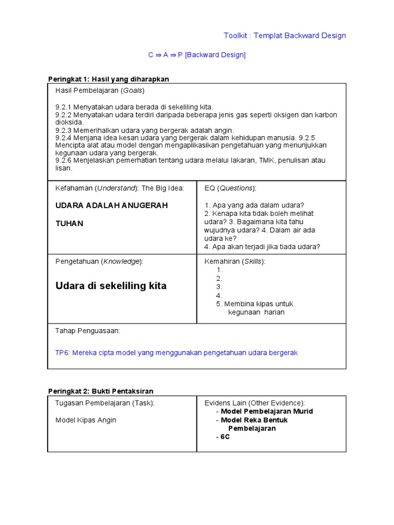 Contoh Backward Design | PDF