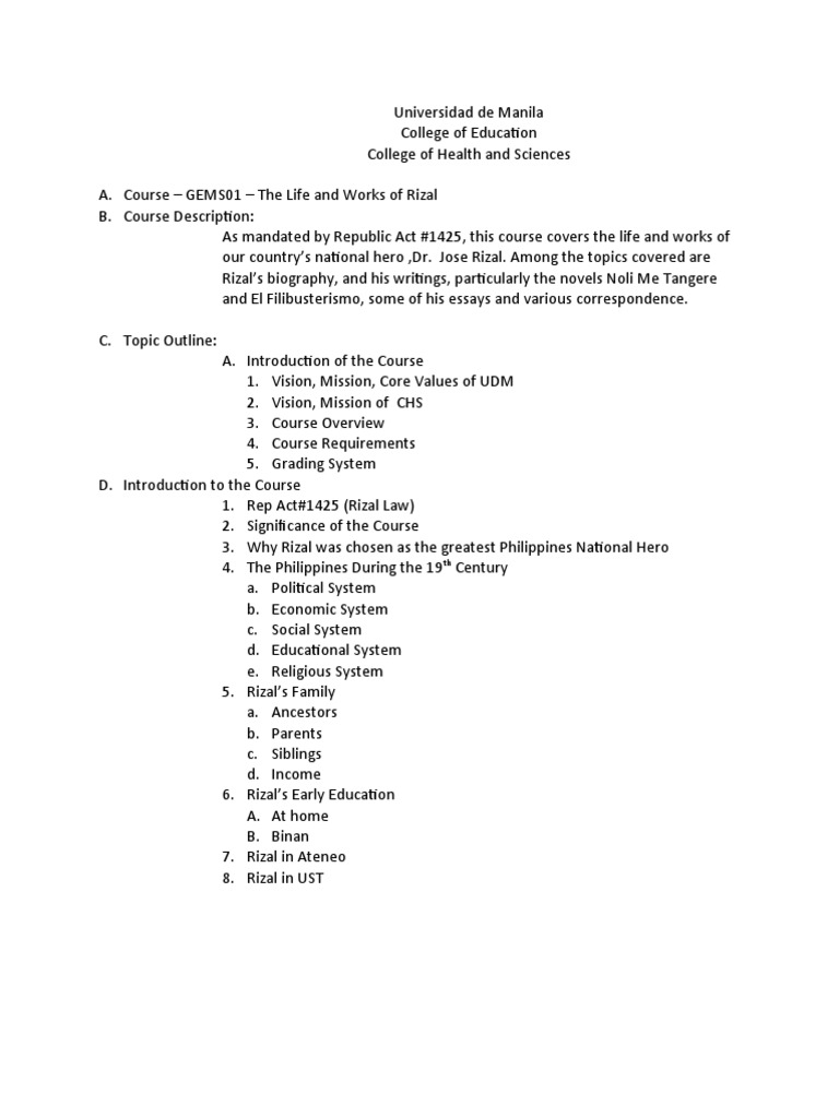 Overview of Rizal's Life and Works | PDF | Philippines