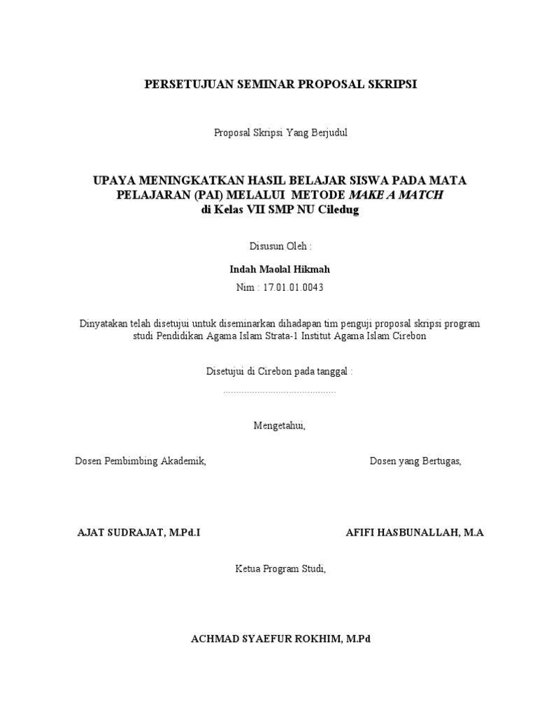 Lembar Persetujuan Seminar Proposal Skripsi Indah | PDF