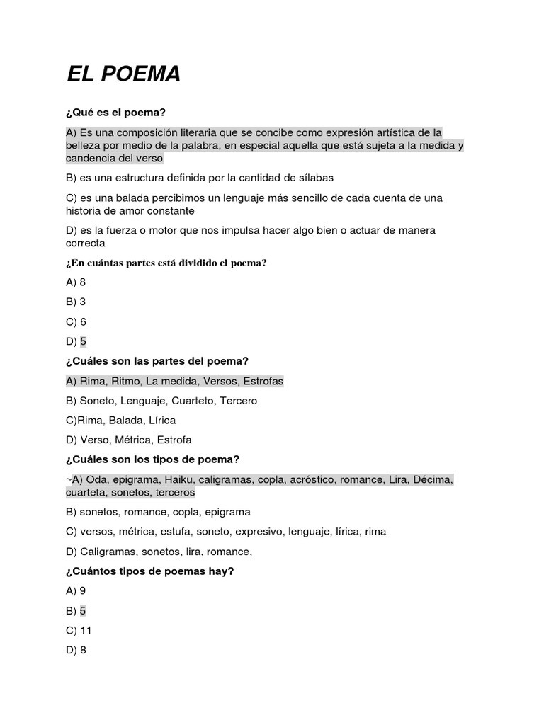 El Poema Cuestionario | PDF