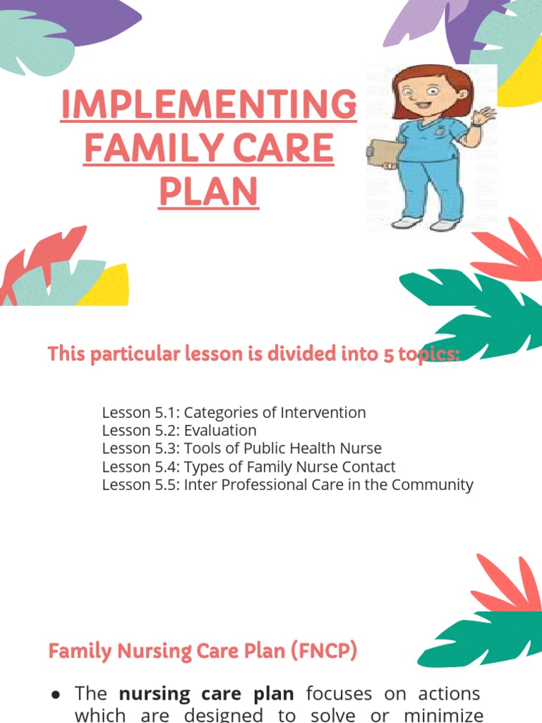 Family Care Plan Implementation Guide | PDF | Nursing | Nutrients