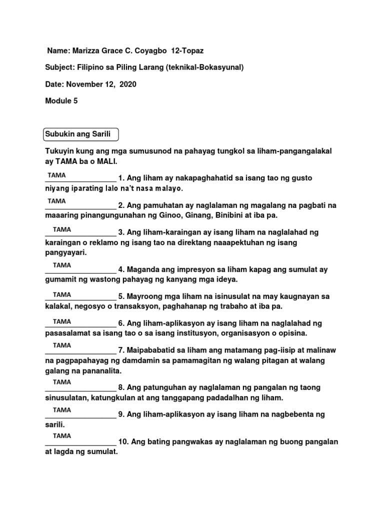 Module Filipino 5-8 | PDF