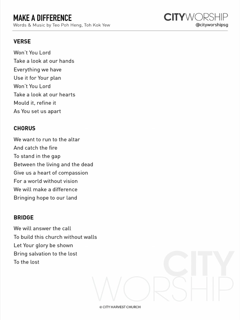 Make A Difference (Lyrics) | PDF