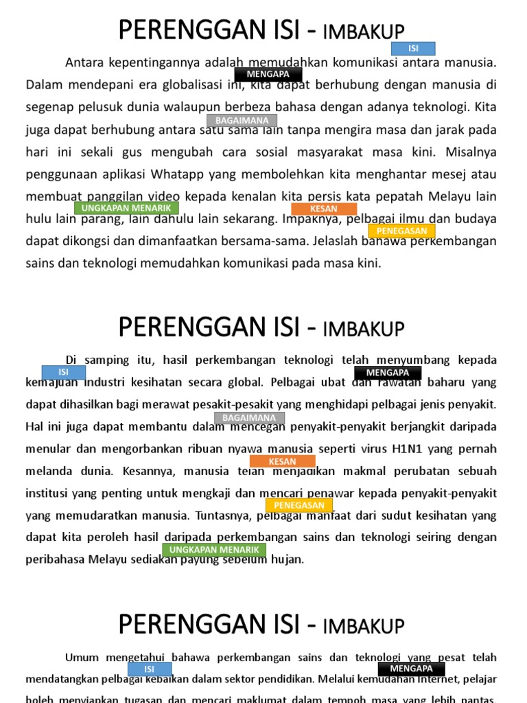 PERENGGAN ISI - Teknik IMBAKUP (Kepentingan Sains Dan Teknologi) | PDF
