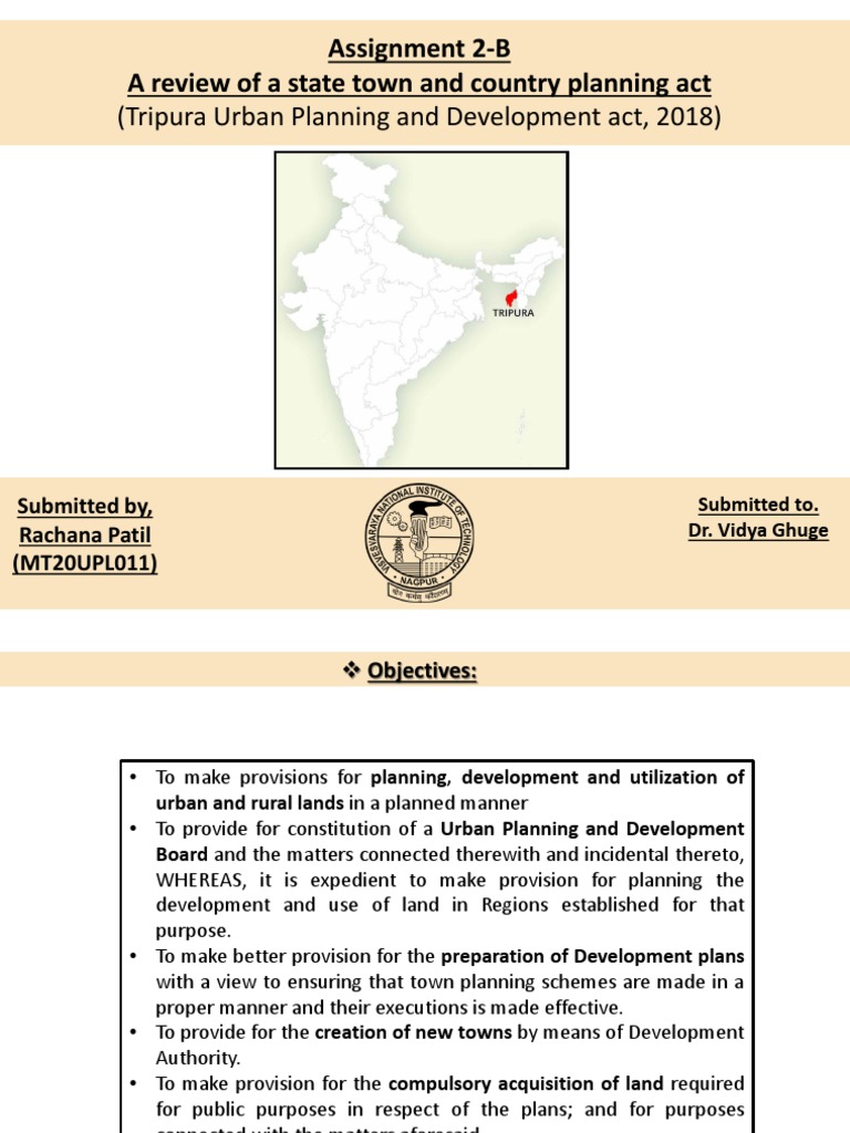 (Tripura Urban Planning and Development Act, 2018) : Assignment 2-B A ...