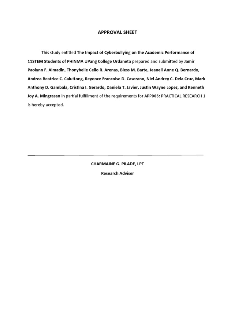 Approval Sheet | PDF | Self-Improvement | Science & Mathematics