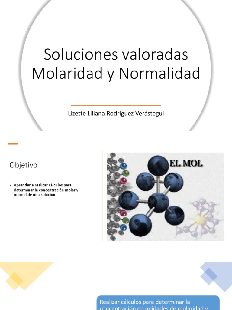 Soluciones Valoradas. Molaridad y Normalidad | PDF | Concentración ...