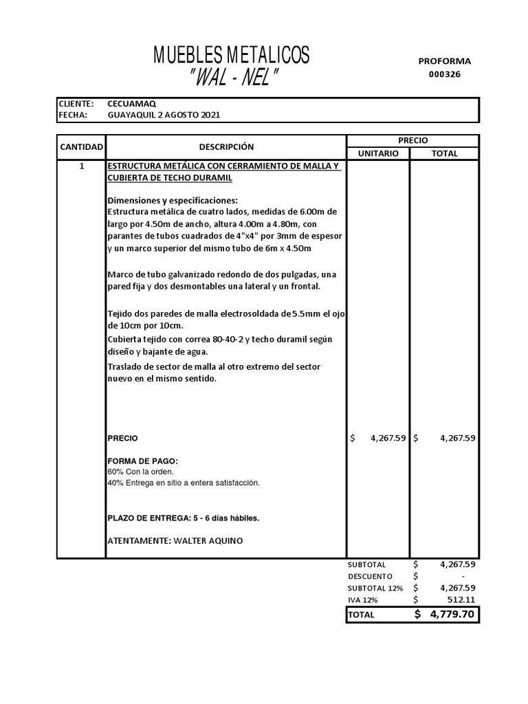 Proforma 326 | PDF