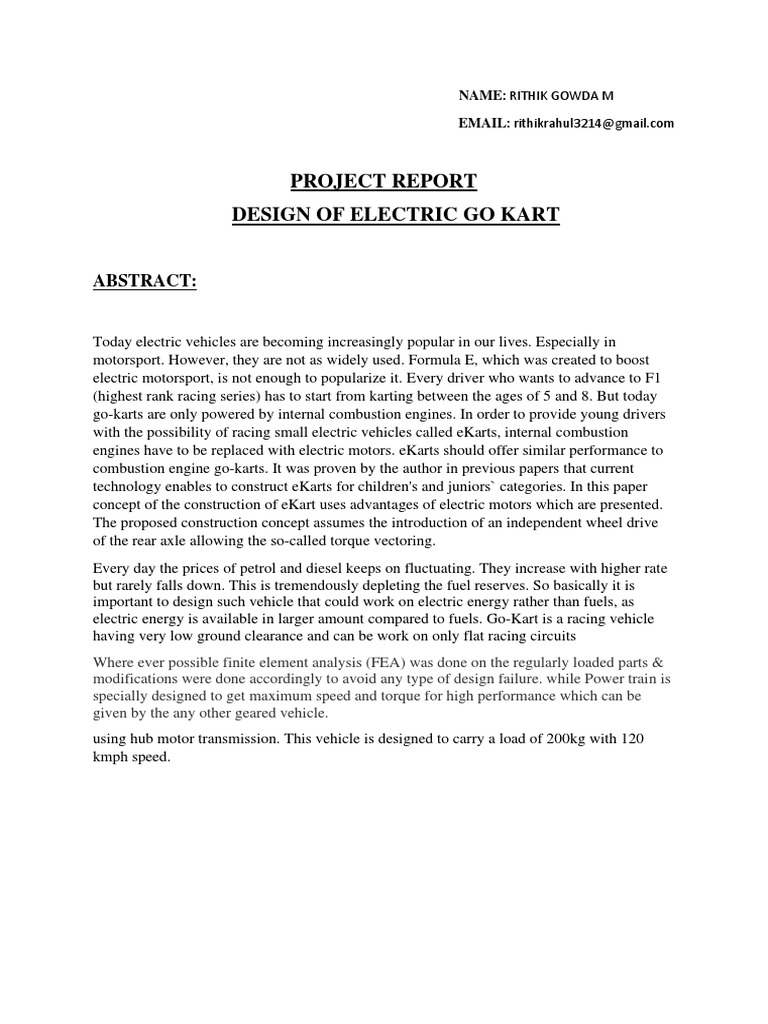 Design of Electric Go Kart | PDF | Vehicles | Vehicle Technology