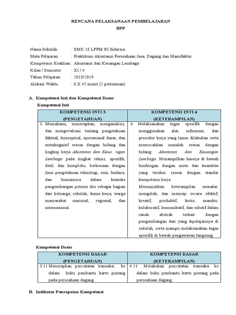 RPP - KD 11 | PDF | Bisnis | Pengelolaan Keuangan & Uang