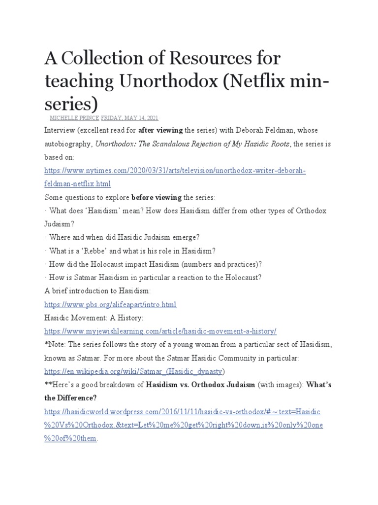 A Collection of Resources For Teaching Unorthodox | PDF | Chabad ...