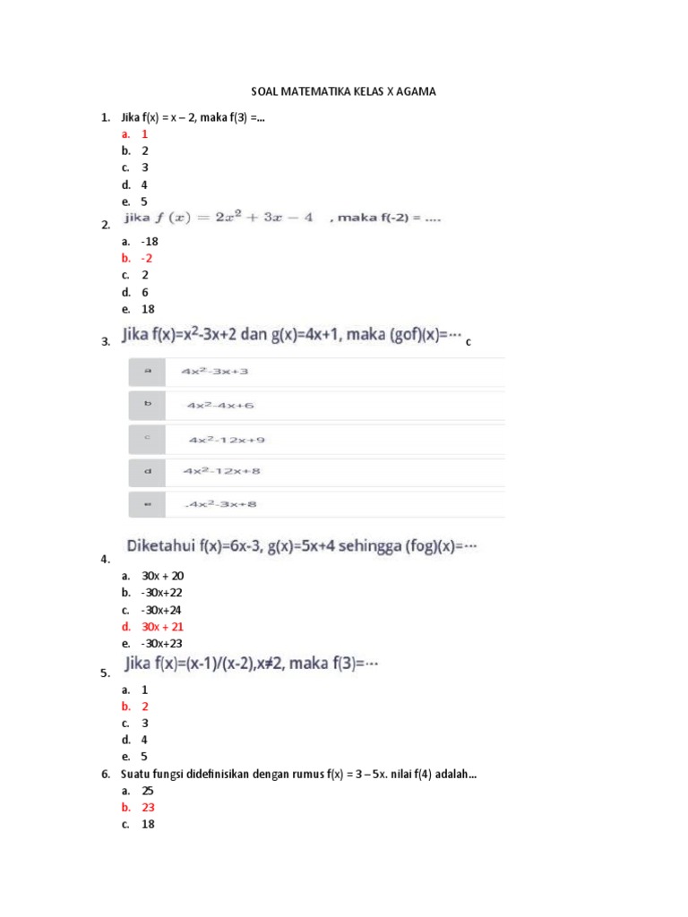 Soal Matematika Kelas X Agama | PDF