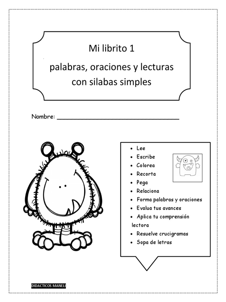 Palabras Oraciones y Lecturas Con Silabas Simples 1 | PDF