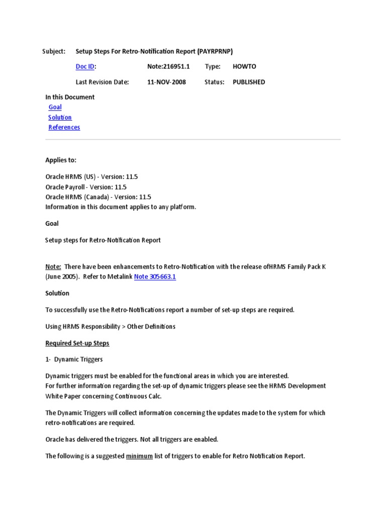 Setup Steps For Retro-Notification Report | PDF | Software Development ...