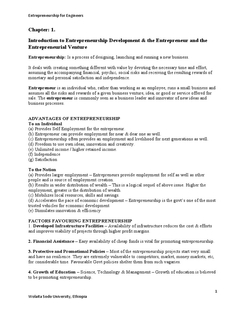Introduction To Entrepreneurship Development & The Entrepreneur and The ...