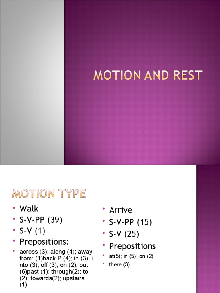 Motion and Rest | PDF | Preposition And Postposition | Morphology