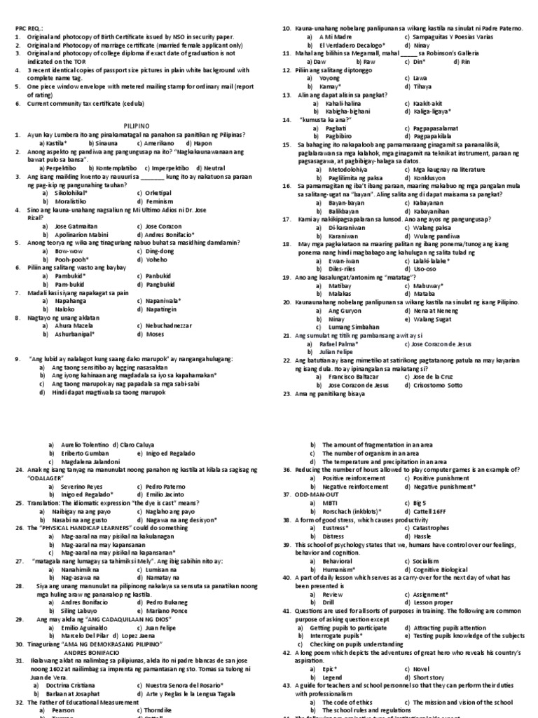 Let Reviewer Compilation | PDF