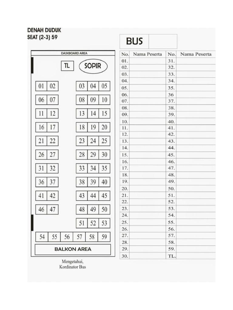 Denah Duduk Bis | PDF