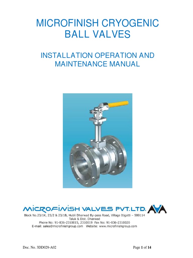 Microfinish Cryogenic Ball Valves: Installation Operation and ...