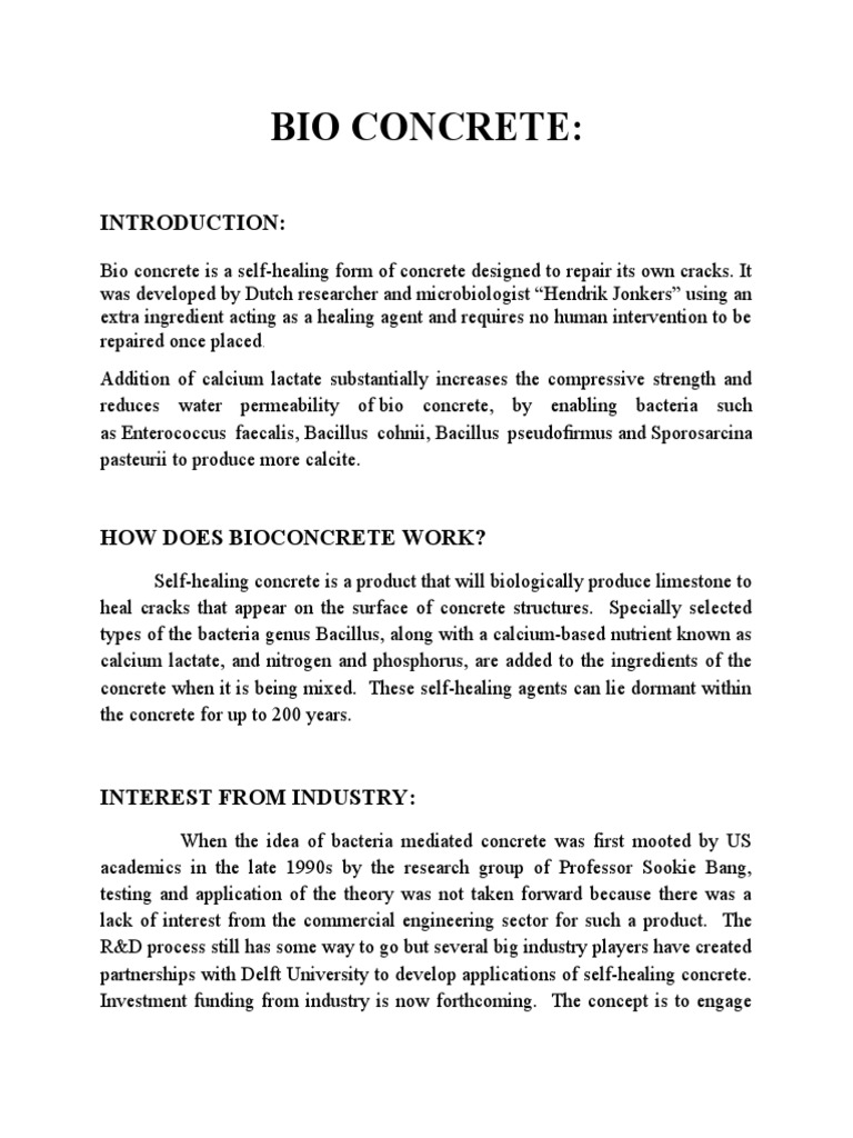 Bio Concrete | PDF | Concrete | Civil Engineering