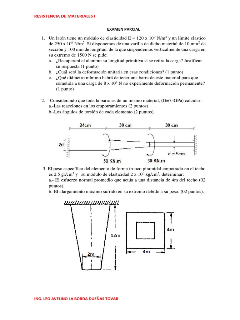 Examen Parcial de Resis. Mat. | PDF