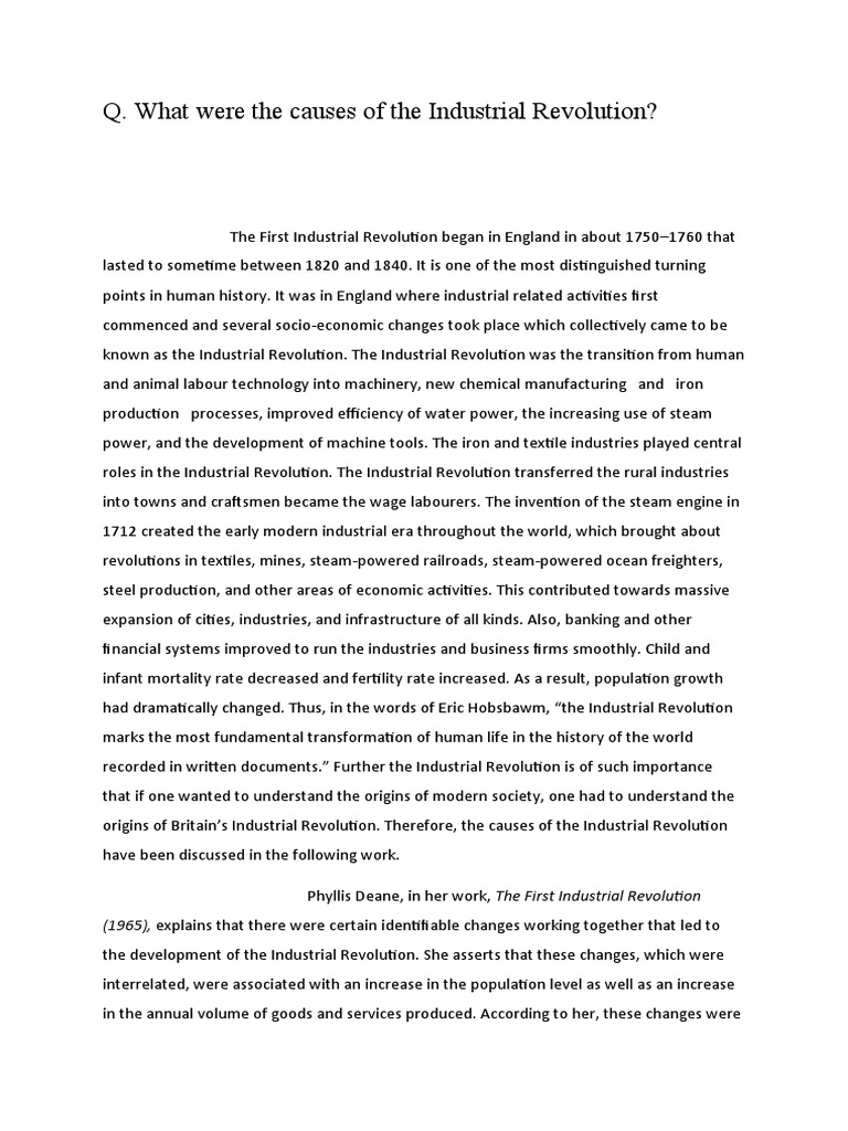 Causes of the Industrial Revolution | PDF | Industrial Revolution ...