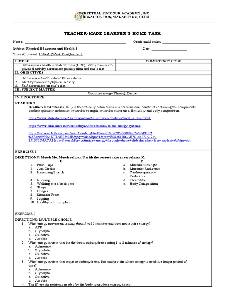PE Week 1 | PDF | Body Mass Index | Physical Fitness
