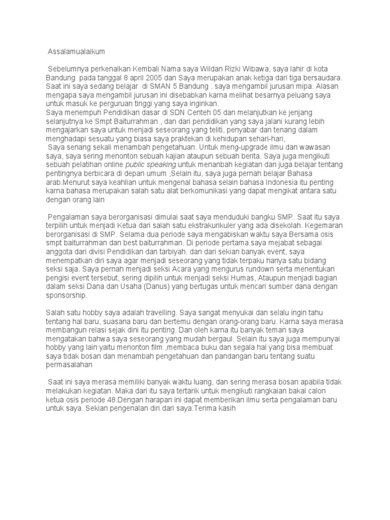 Essay Perkenalan Diri | PDF