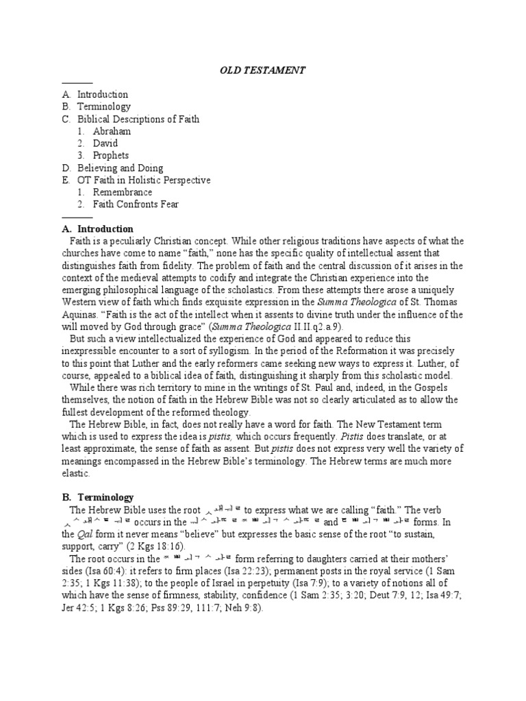 A. Introduction: Old Testament | PDF | Faith | Covenant (Biblical)