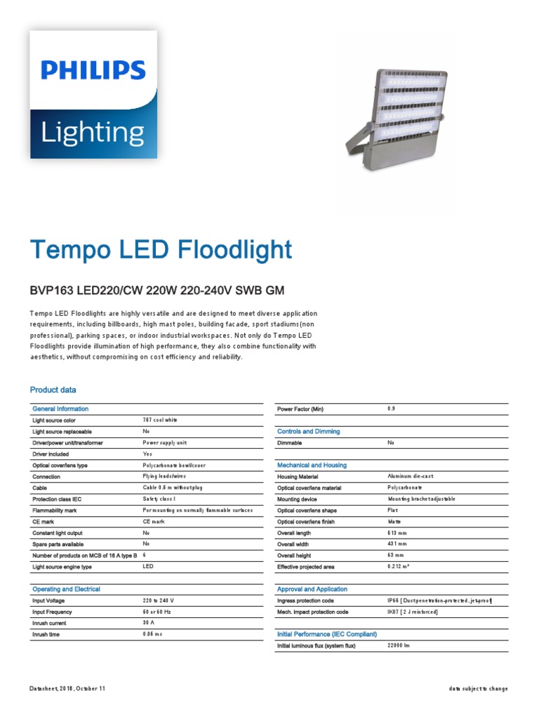 Lighting Lighting: Tempo LED Floodlight | PDF | Light Emitting Diode ...