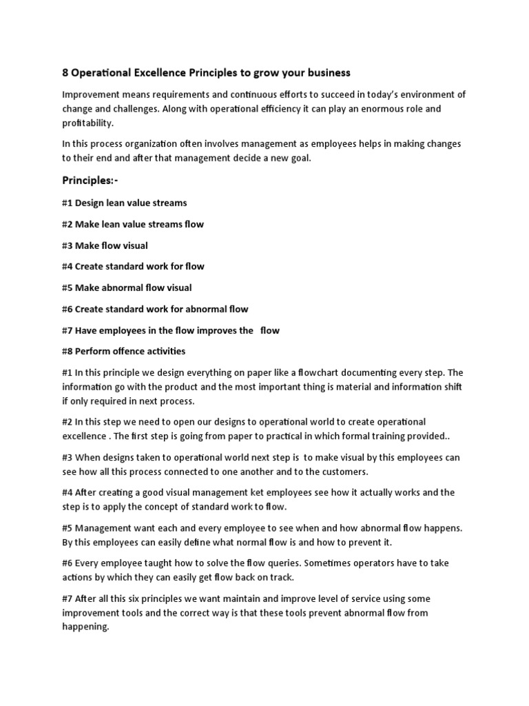 8 Operational Excellence Principles To Grow Your Business | PDF ...