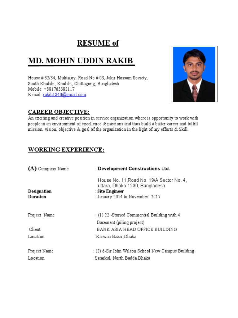 Rakib With BSC CV | PDF | Bangladesh