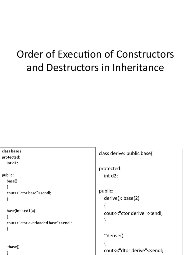 Order of Execution of Constructors and Destructors in | PDF